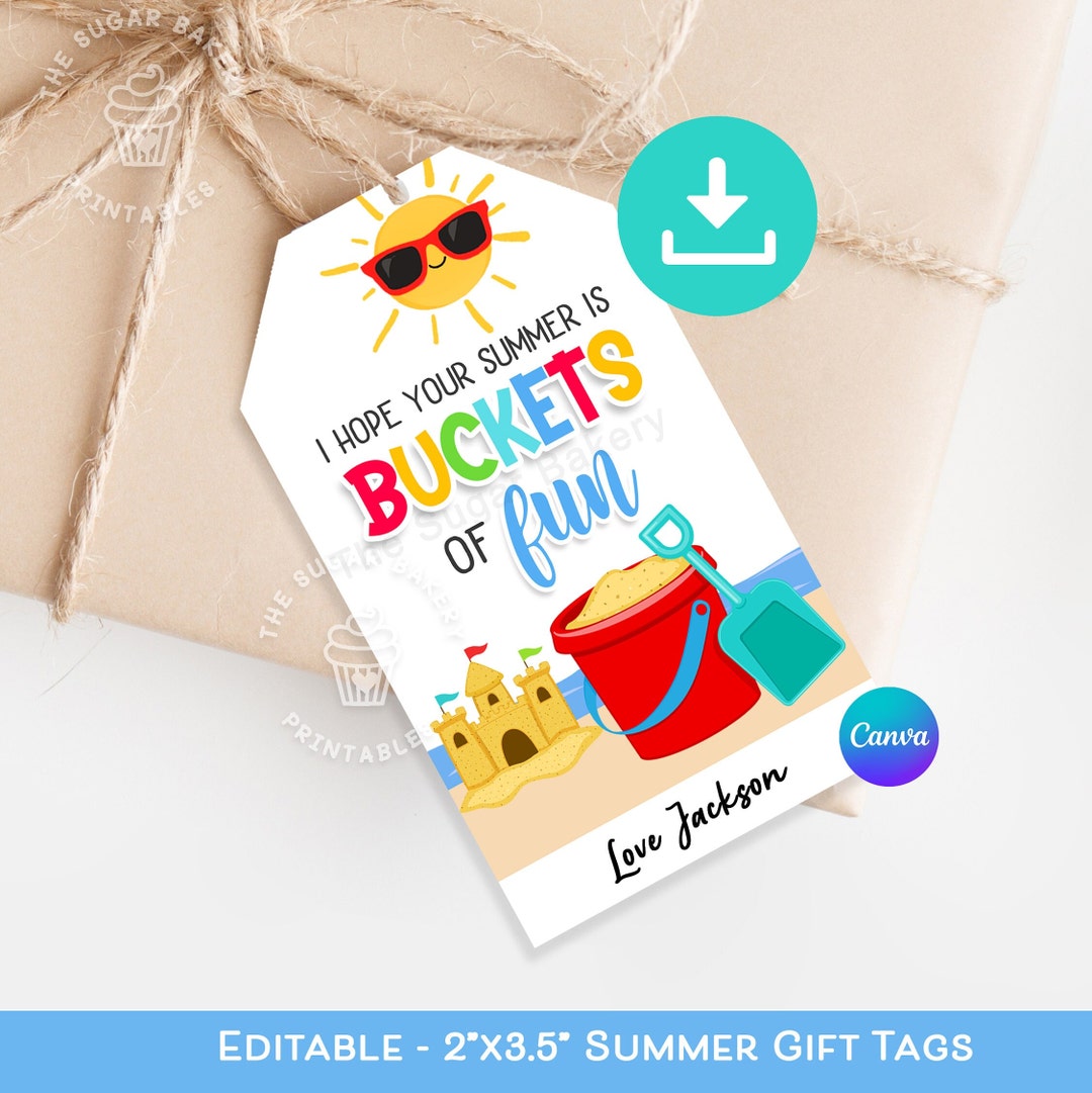 BUCKETS of FUN Tag, EDITABLE End of School Year Gift Tag, End of Year ...