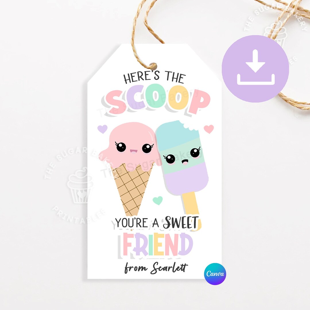 Last Day of School Ice Cream Treat Tags Printable Here's the SCOOP Ice ...