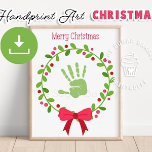Christmas Handprint Wreath, Baby's First Christmas Handprint Art ...