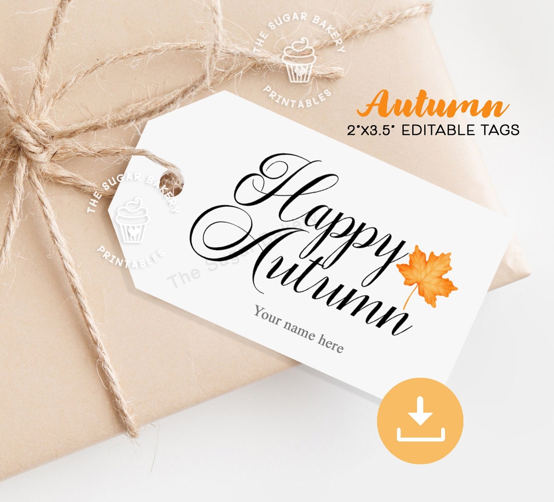 Happy Autumn Gift Tags, Happy FALL Cookie TAGS, Printable Autumn Treat ...
