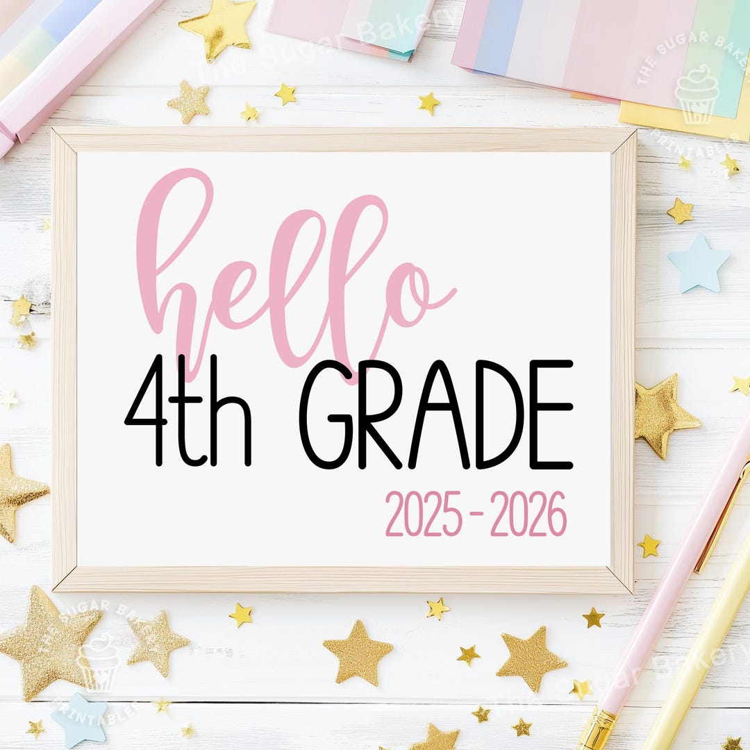 First Day of 4th Grade Printable Sign First Day School Sign Photo Prop ...
