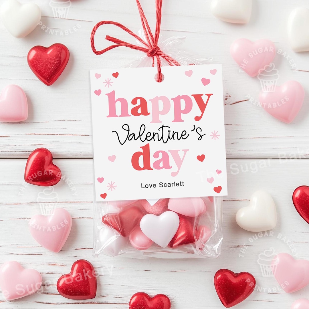 Happy Valentines Day Gift Tag, Printable Valentines Day Treat Tag ...
