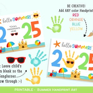 Summer Handprint Craft Printable – Hello Summer 2025 Art With Beach ...