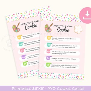 Printable PYO COOKIE Card Instructions, Instant Download Paint Your Own ...