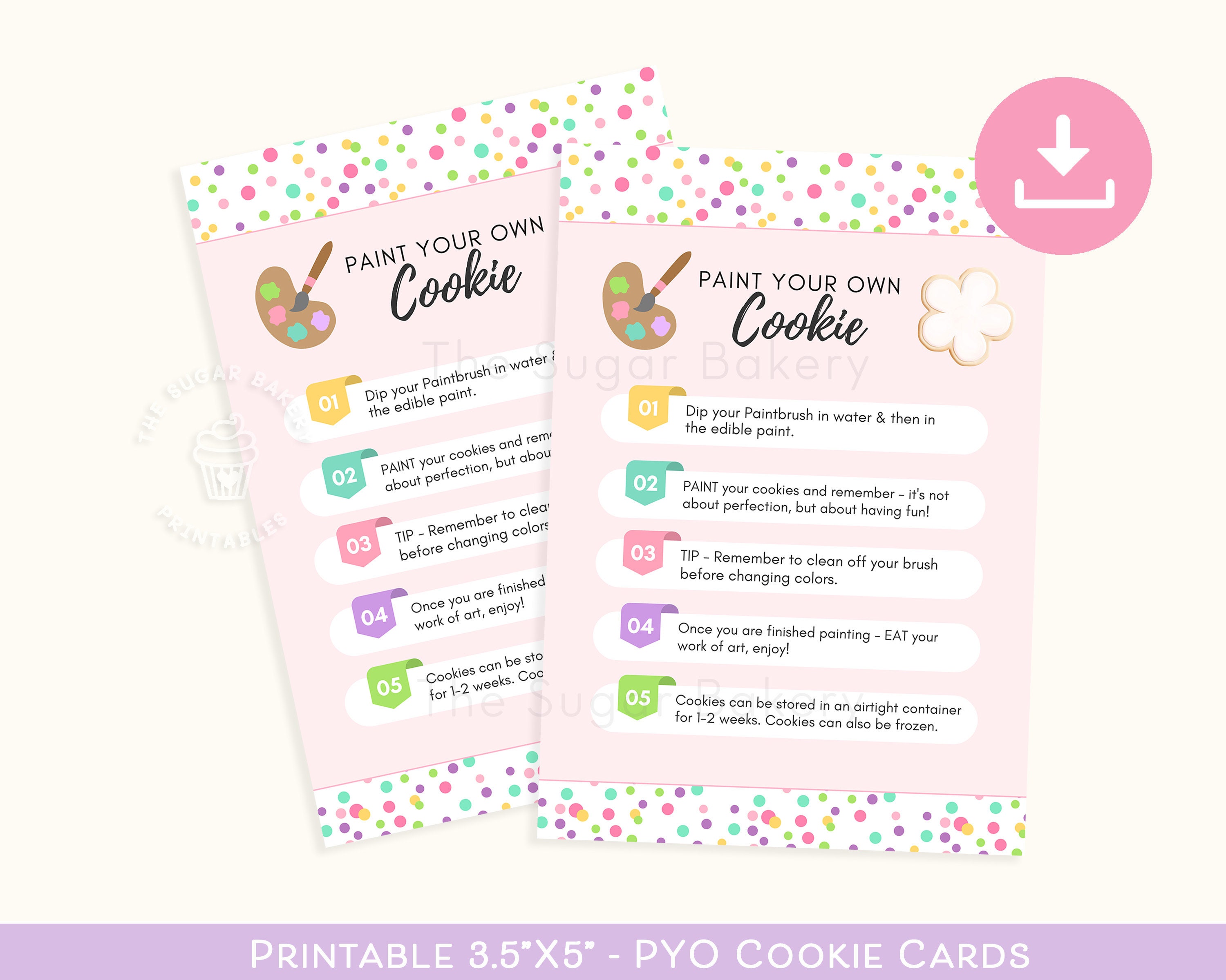 Printable PYO COOKIE Card Instructions, Instant Download Paint Your Own ...