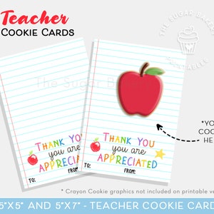 Teacher Appreciation Cookie Card, Teacher Appreciation Printable ...