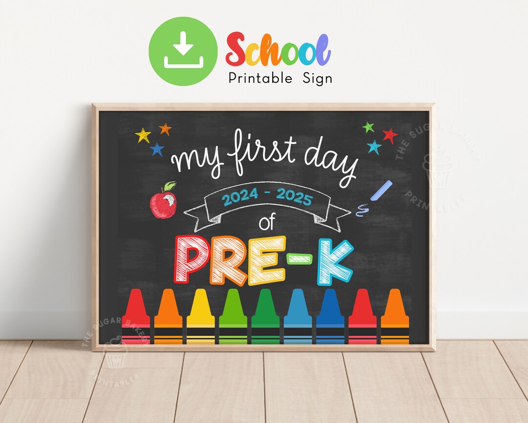 First Day of PREK School SIGN, Printable PRE-K Sign 1st Day Prek First ...