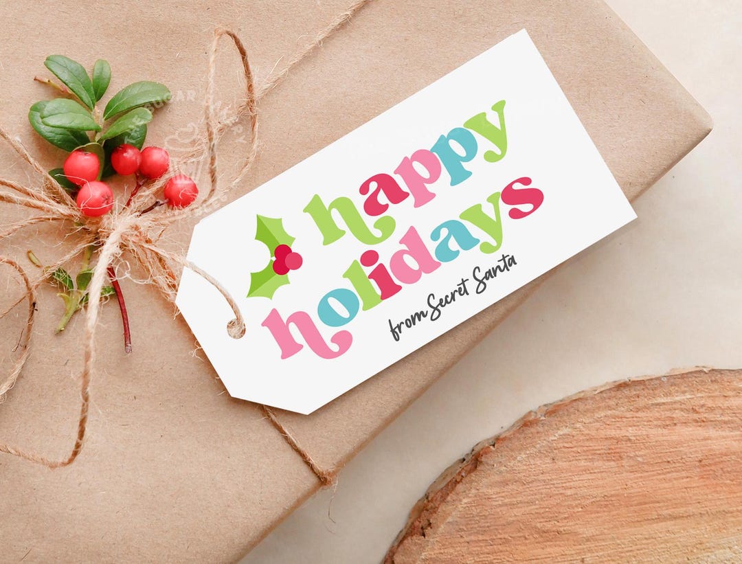 Happy Holidays Gift Tag, EDITABLE Christmas Gift Tags, Printable Happy ...