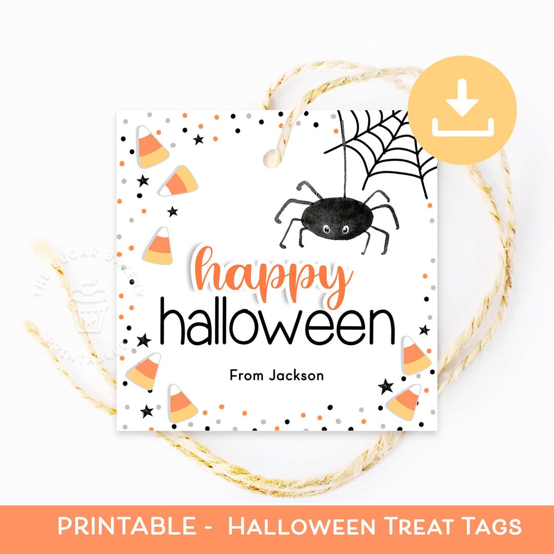 Happy Halloween Treat Tags, Halloween Candy Corn Treat Tag, Halloween ...