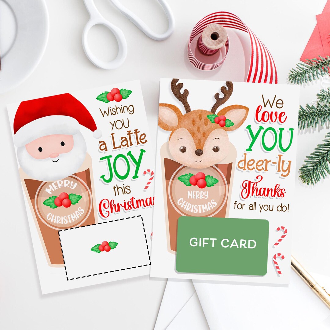 Christmas Gift Card Holder Santa Claus Reindeer Latte Coffee Gift Card ...