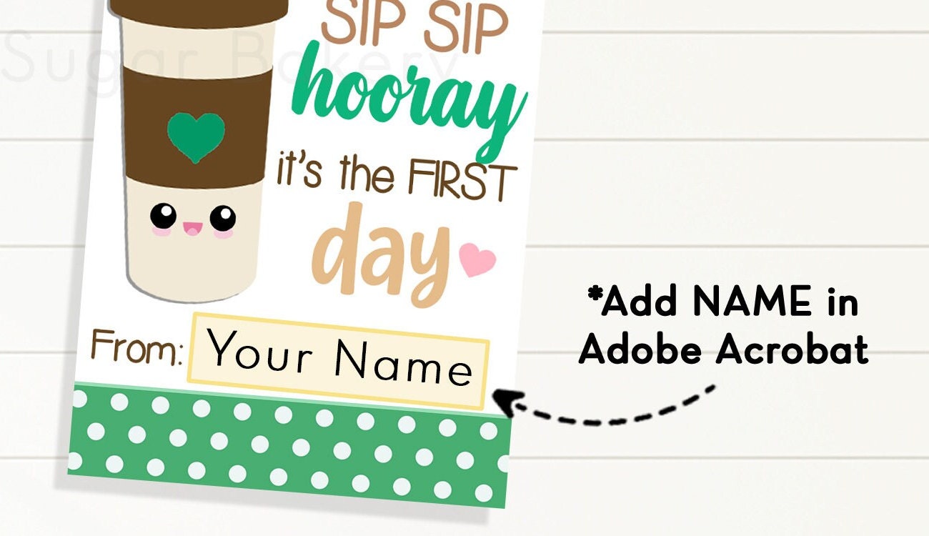 Sip Sip Hooray Happy First Day Tags, First Day of School Tags, Back to ...
