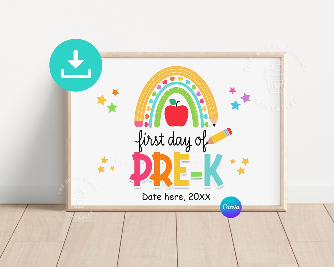 FIRST Day of PRE-K Sign, EDITABLE Pre-k Sign, Pre-kindergarten Sign ...