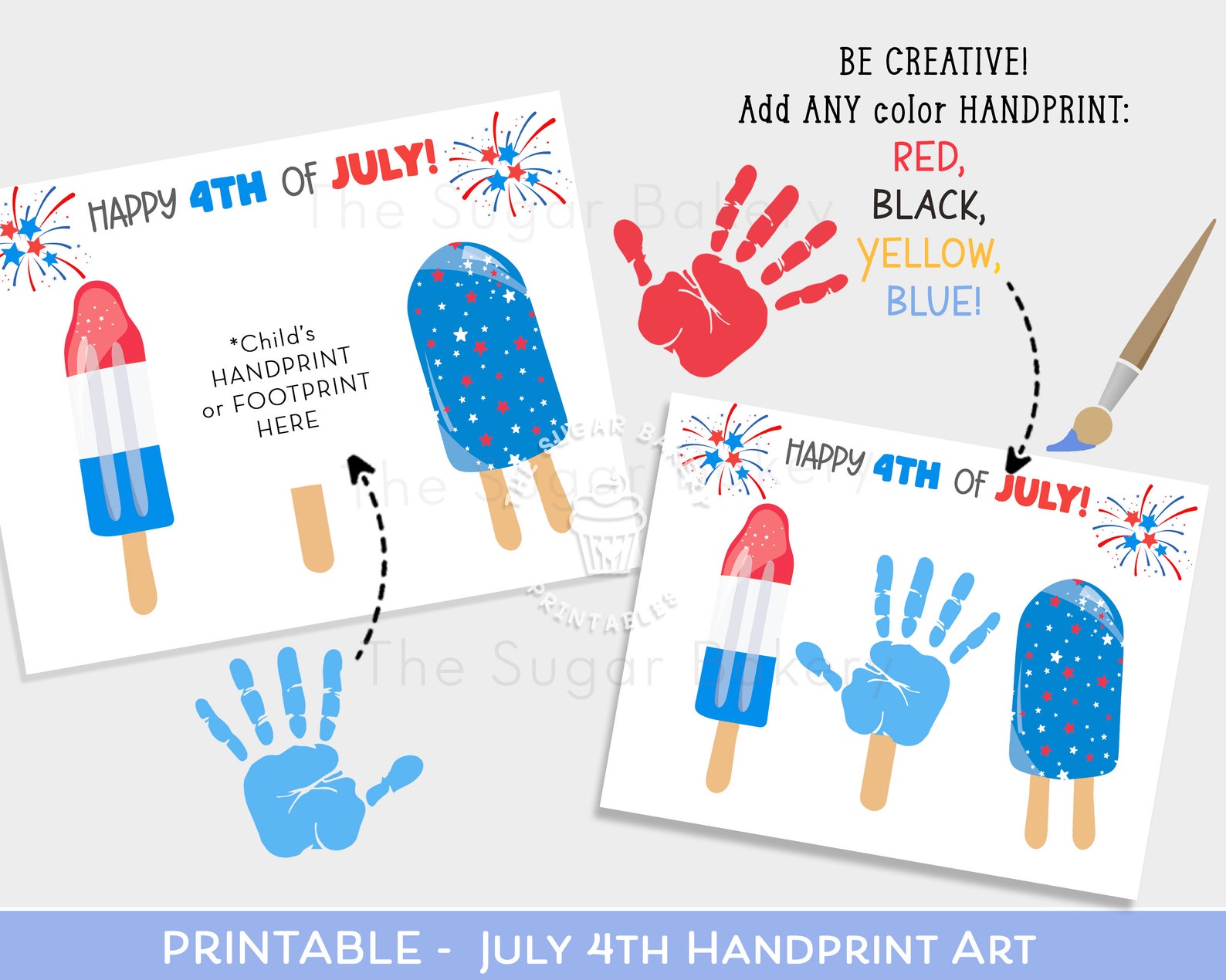 4th of July Handprint Craft, Happy 4th July Craft for Kids, Ice Cream ...