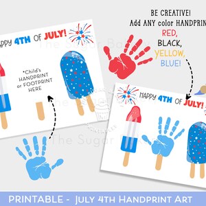 Ice Cream Handprint Craft 4th of July, Summer Keepsake Printable for ...