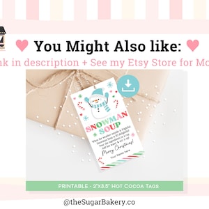 Printable Snowman Soup Tags, Hot Chocolate Tags, Hot Cocoa Tags ...