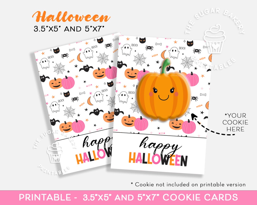 Happy Halloween Cookie Card, 3.5x5 and 5x7 Mini Halloween Cookie Card ...