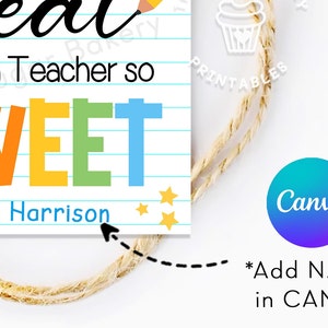 Teacher Appreciation TAG, Sweet Treat Tag, Teacher Thank You Tag ...