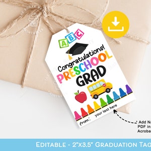Preschool Graduation Tags, Congratulations PRESCHOOL GRAD Tag ...