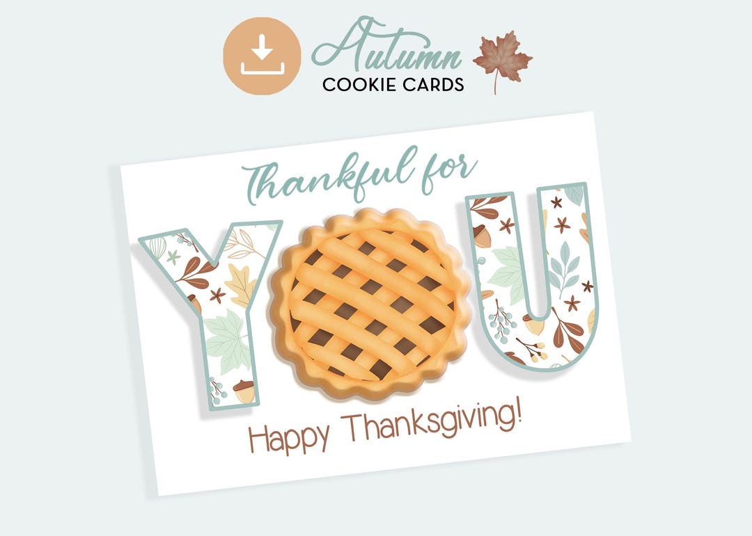 Thankful for YOU Cookie Card, FALL Cookie CARD, Autumn Cookie Card ...