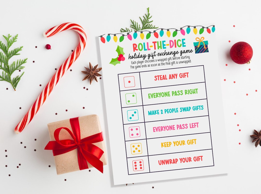 Christmas Dice Game Printable Christmas Gift Exchange Game, Christmas ...