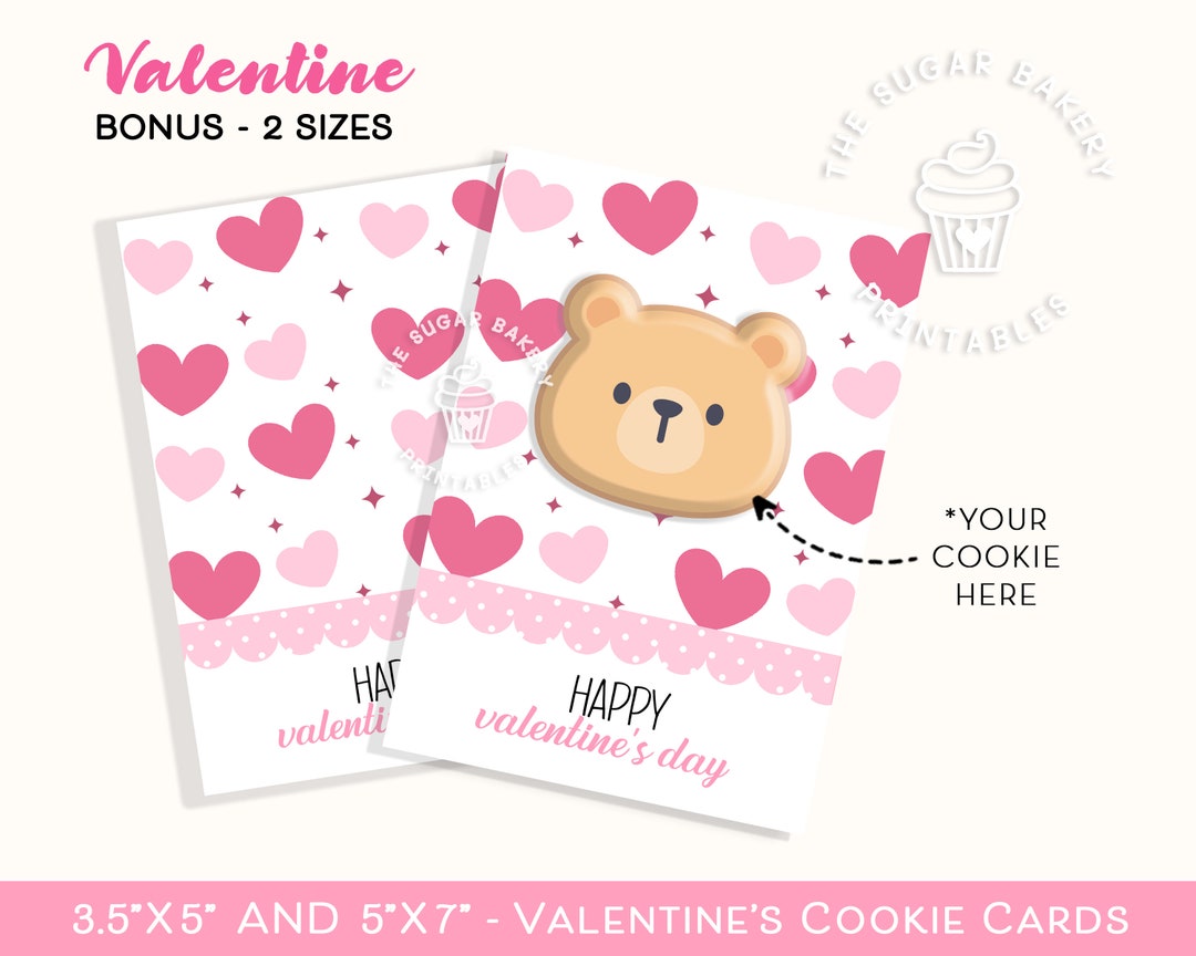 Happy Valentine's Day Cookie Cards, Sweetheart Valentine Cookie Card ...