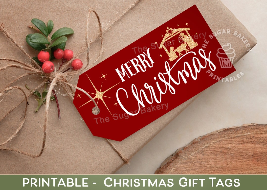 Merry Christmas Tags, Nativity Printable CHRISTMAS GIFT TAGS, Christmas ...