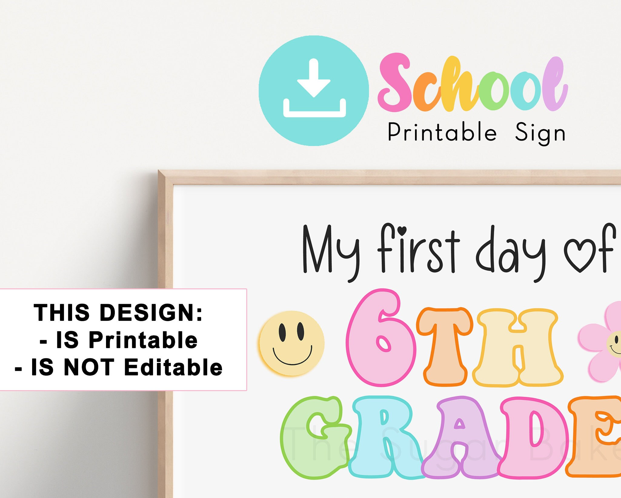 First Day of 6th GRADE Sign Printable RETRO 6th Grade Sign First Day of ...