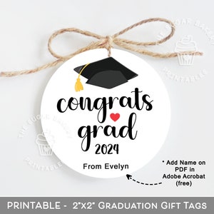 Printable Graduation Tag, Graduation Cookie Tag, Congratulations Grad ...