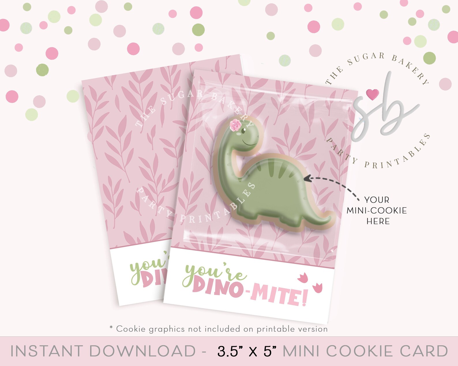 Printable Dinosaur Cookie Card You're Dino-mite COOKIE | Etsy