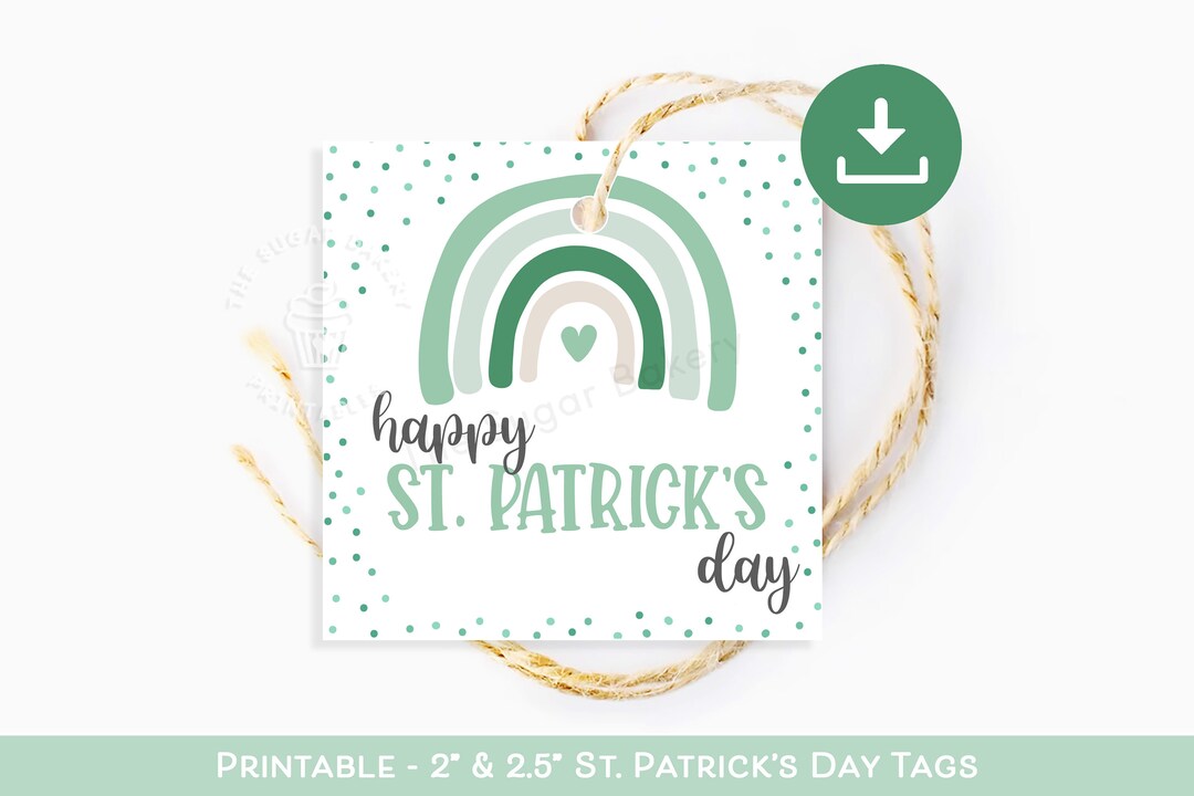 Happy St Patrick's Day Tags, 2"& 2.5" St. Patrick's Day Cookie TAGS, St ...