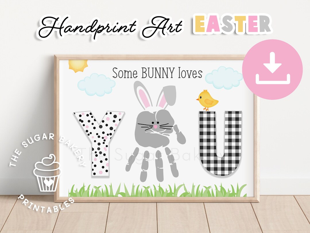 Easter HANDPRINT ART Printable Easter Bunny Handprint Craft - Etsy