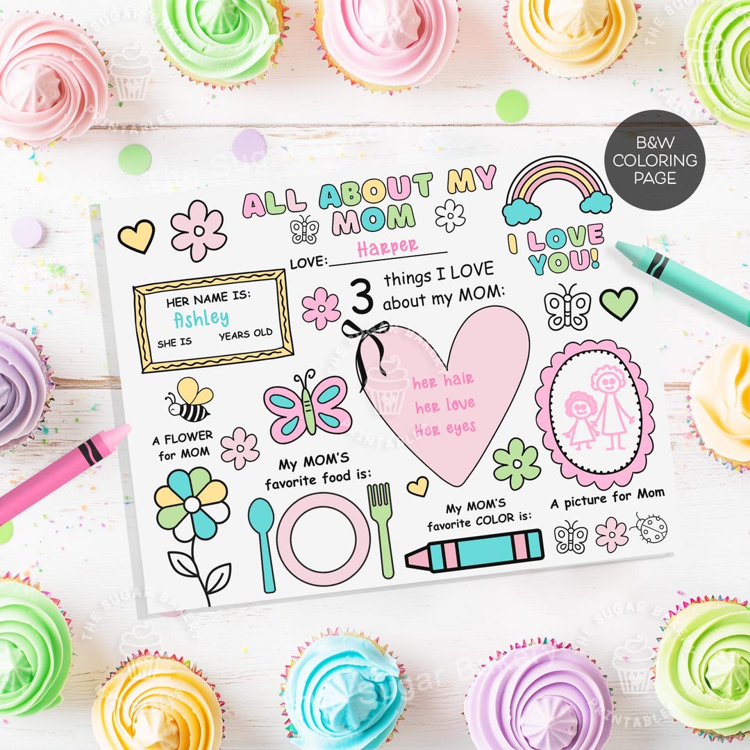 Mother's Day Printable for Mothers Day Gift All About My Mom Activity ...