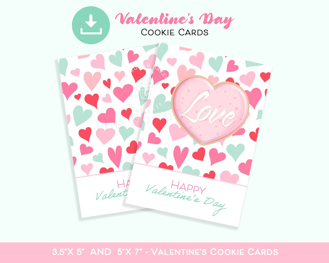 Happy Valentine's Day Cookie Cards, Sweetheart Valentine Cookie Card ...