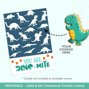 Printable Dinosaur Cookie Card, You Are DINO-MITE Dinosaur Cookie Card ...
