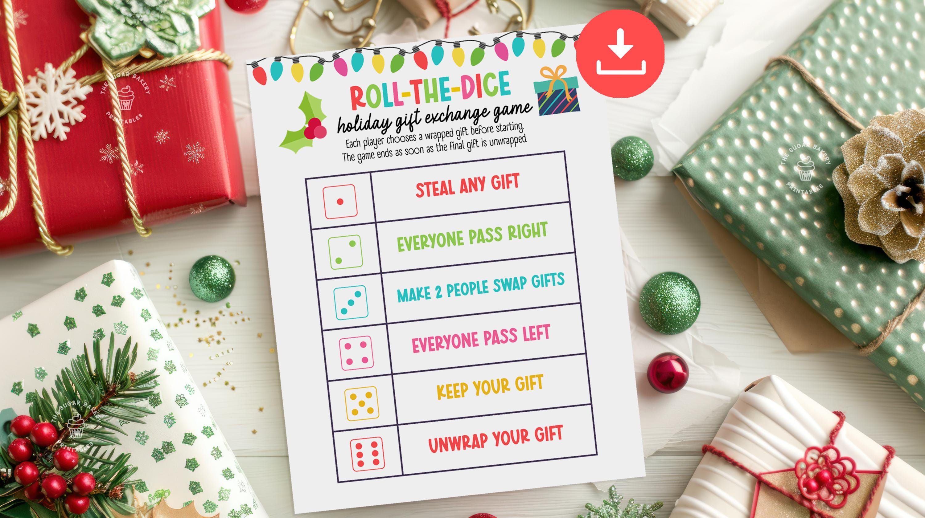 Christmas Dice Game Printable Christmas Gift Exchange Game, Christmas ...