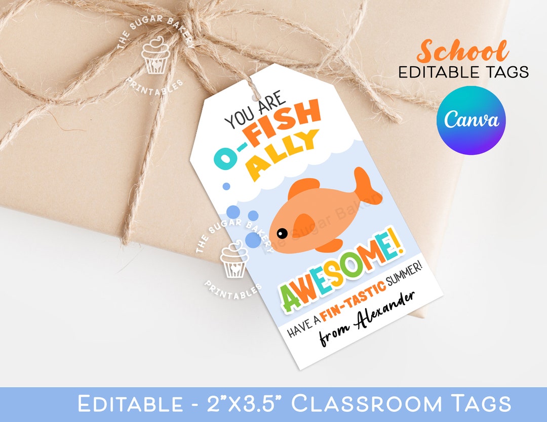 Goldfish Treat TAGS, End of School Year Gifts, Student Gift Tags ...