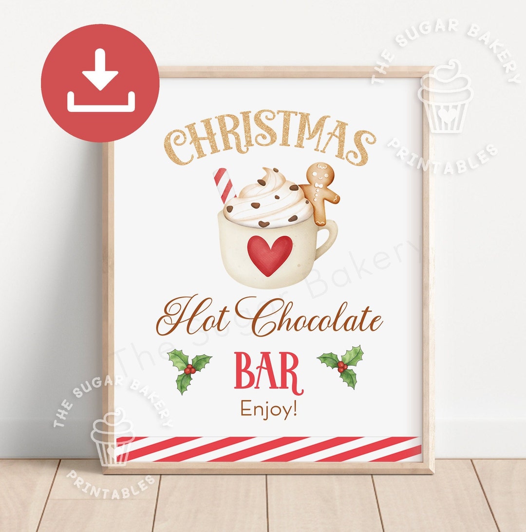 Hot Chocolate Bar Printable Sign, Christmas Hot Cocoa Bar, Employee ...