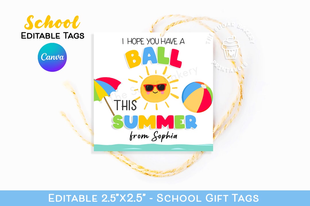 Hope You Have a BALL This Summer, EDITABLE End of School Year Gift Tag ...