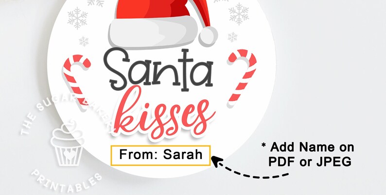 SANTA KISSES Tag Printable Santa Kisses Cookie Tags Santa - Etsy