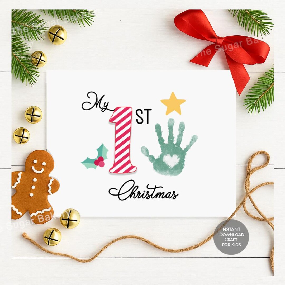 Baby's 1st Christmas Handprint Craft, Baby Footprint Christmas ...