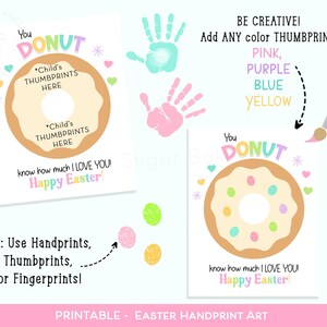 Easter DONUT Thumbprint Printable Craft, Kids Easter Handprint Keepsake ...