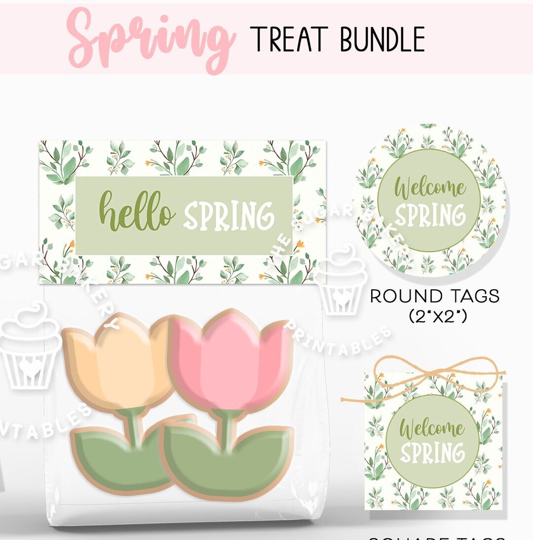 Spring Treat Bag Toppers & Tags, Spring Cookie Bag Topper, Spring ...
