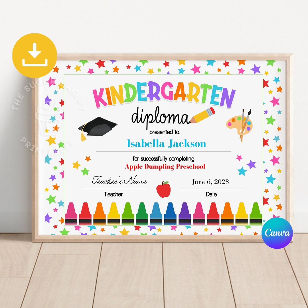 Editable Kindergarten Diploma, Kindergarten Graduation Diploma ...