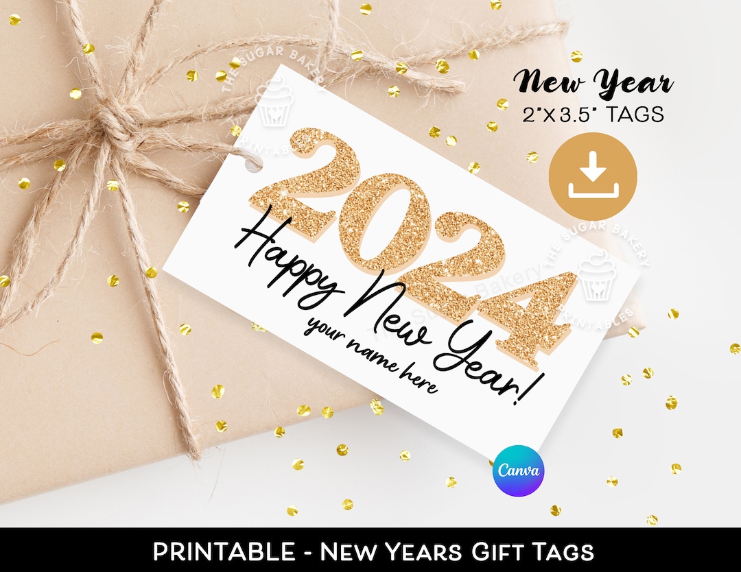 Printable New Years Tags 2024, Happy New Years Gift Tag, New Years ...