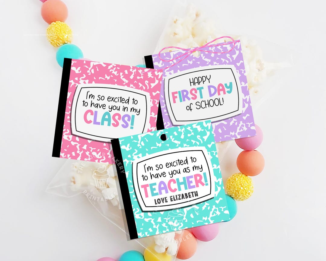 First Day of School Gift Tag Bundle, Back to School Tags, Composition ...