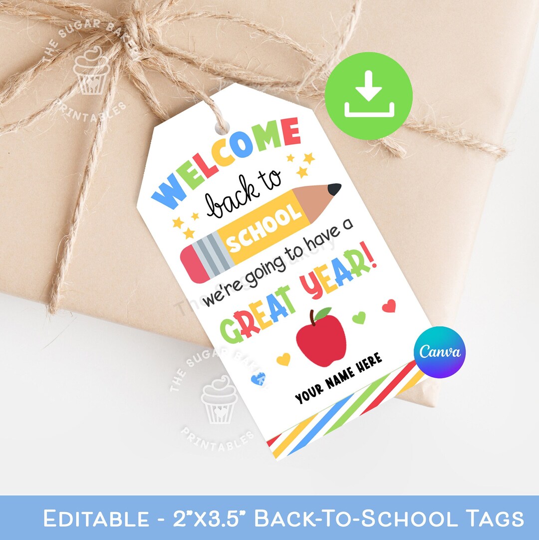 EDITABLE First Day of School Gift Tags, Welcome Back to School Gift ...