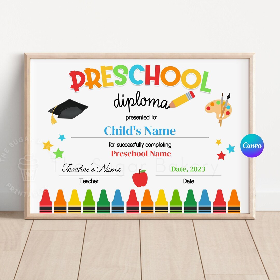 Preschool Diploma Editable Preschool Graduation Diploma PRESCHOOL ...