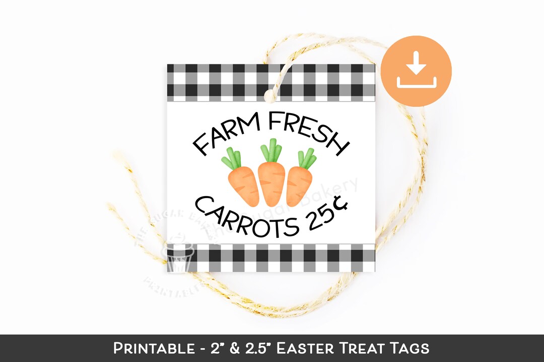 EASTER COOKIE Tags, Farm Fresh Carrots Easter Tag, CARROT Tags, Easter ...