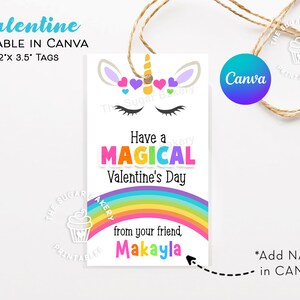 Editable Unicorn Valentine Tags Have a MAGICAL Valentine's Day Cards ...