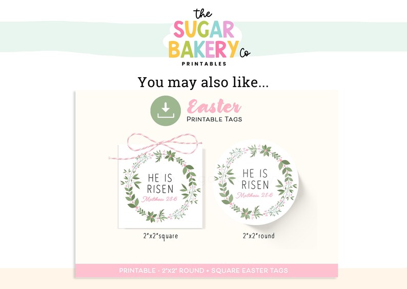 Happy Easter EASTER TAG, He is Risen Printable Tag, Easter Cookie Tags ...